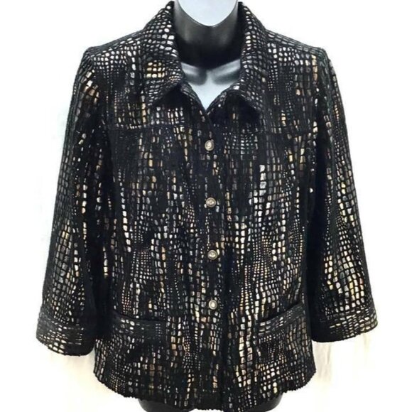 JM Collection | Jackets & Coats | Jm Collection Jacket 8 Black Gold ...